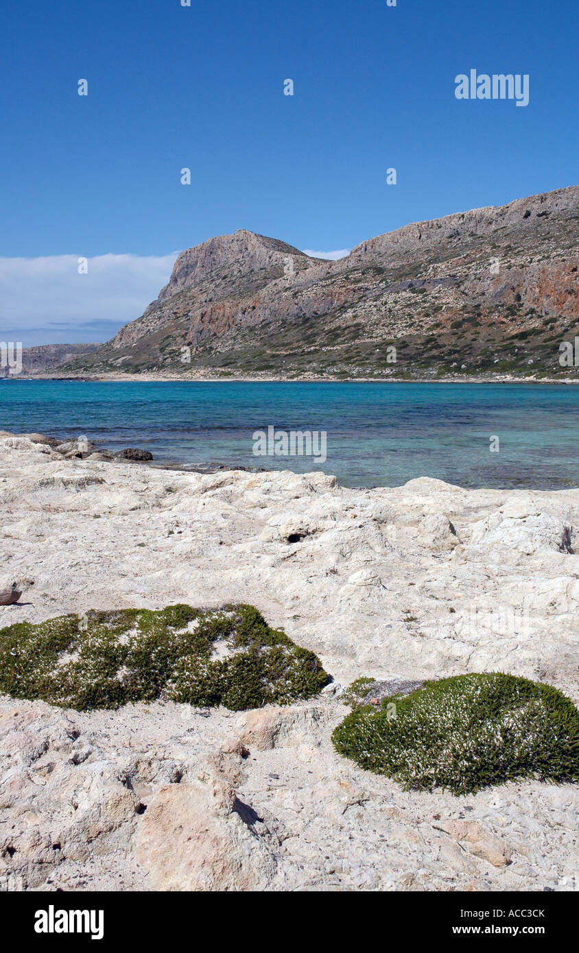 Balos beach on western Gramvoussa peninsula of island of Crete in ...