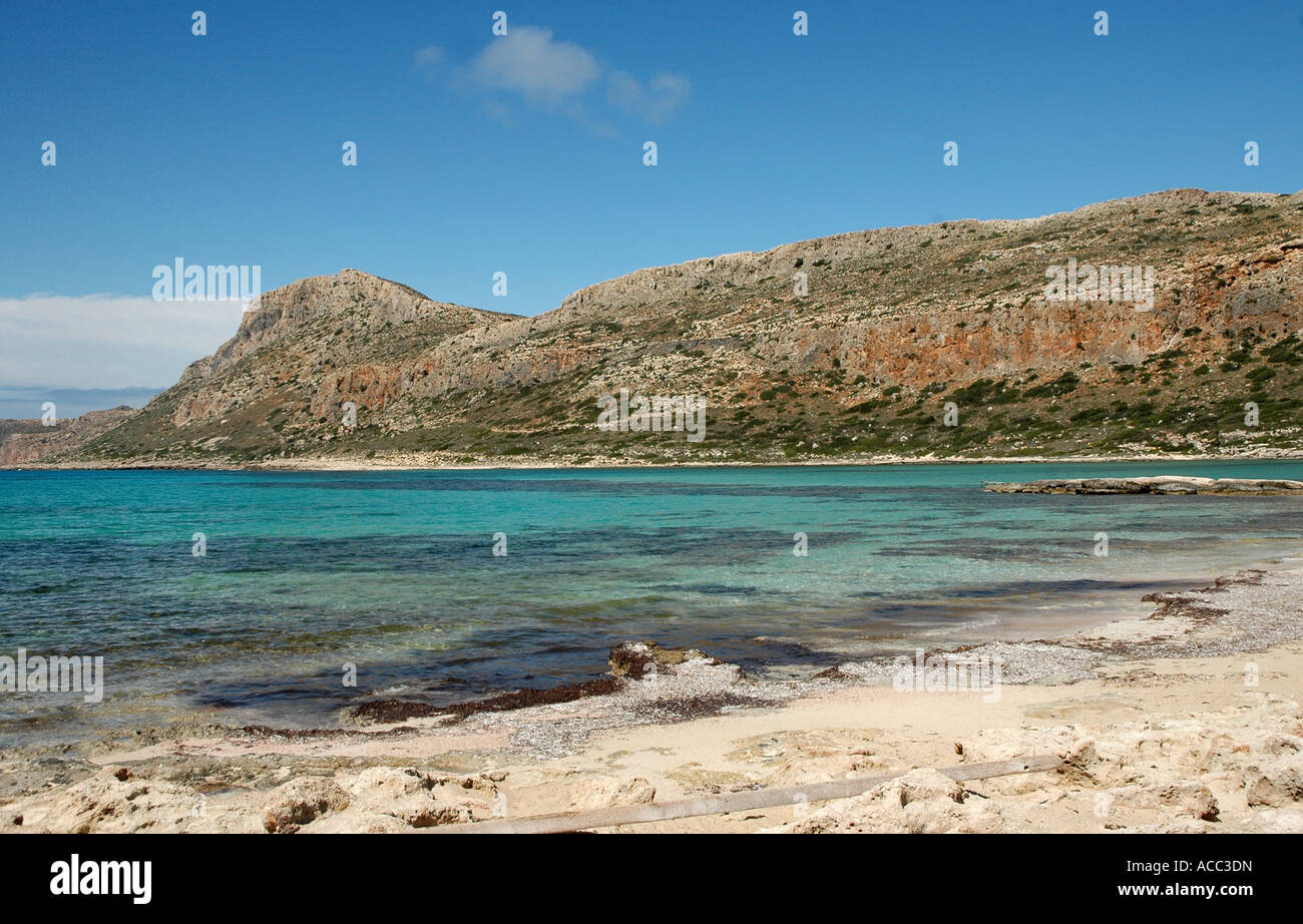 Balos beach on western Gramvoussa peninsula of island of Crete in ...