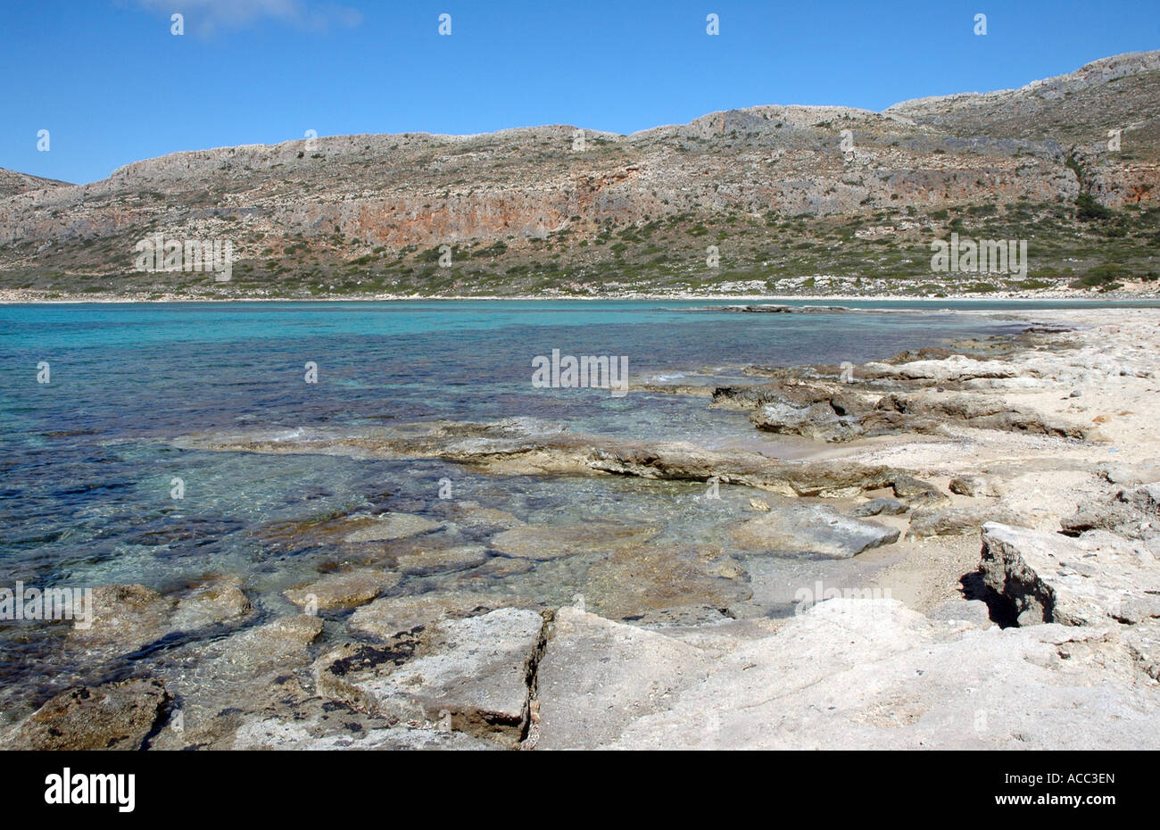 Balos beach on western Gramvoussa peninsula of island of Crete in ...