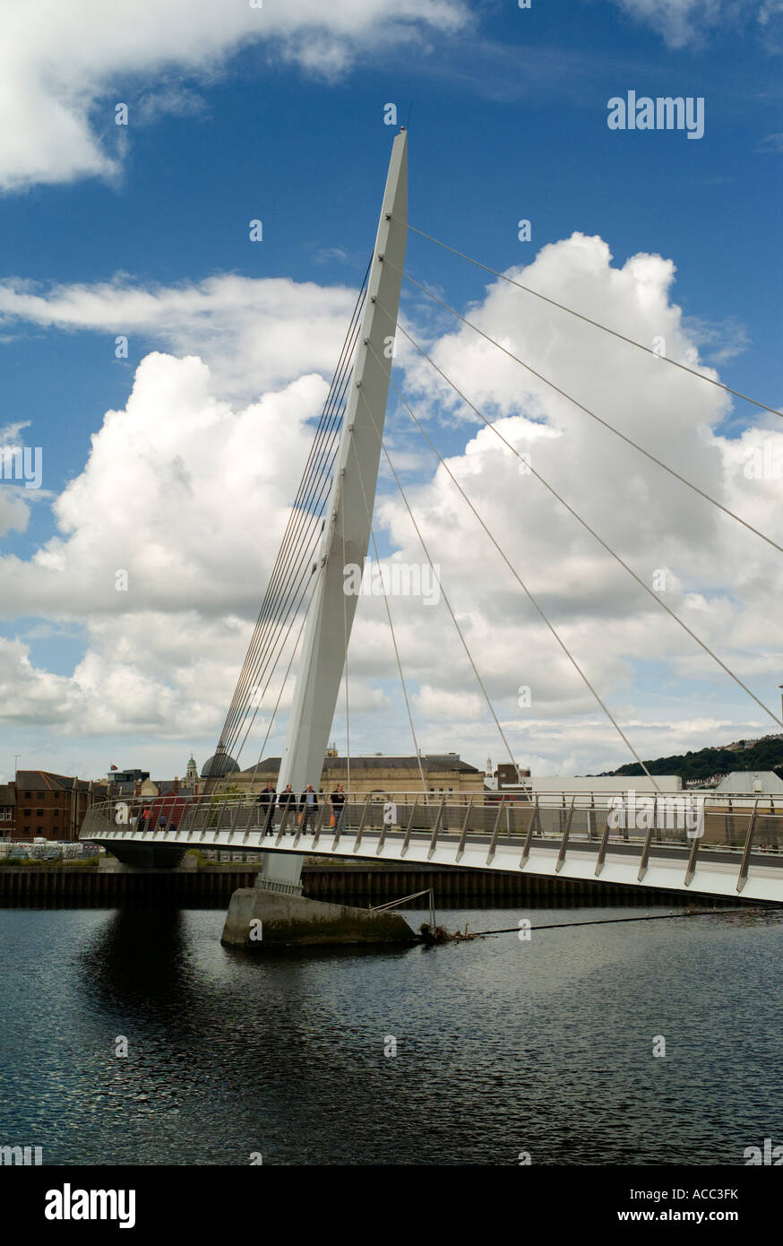 Swansea marina SA1 development zone footbridge sail bridge across Tawe ...
