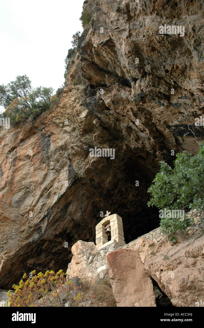 Agia Sophia cave in the gorge of Topolia on island of Crete, Greece ...