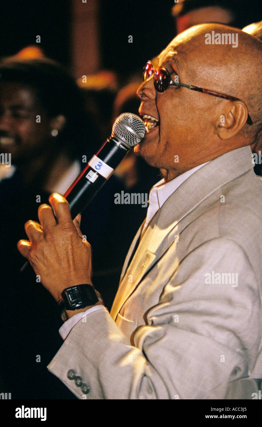 Blind singer from Alabama performing on stage, South Africa Stock Photo ...