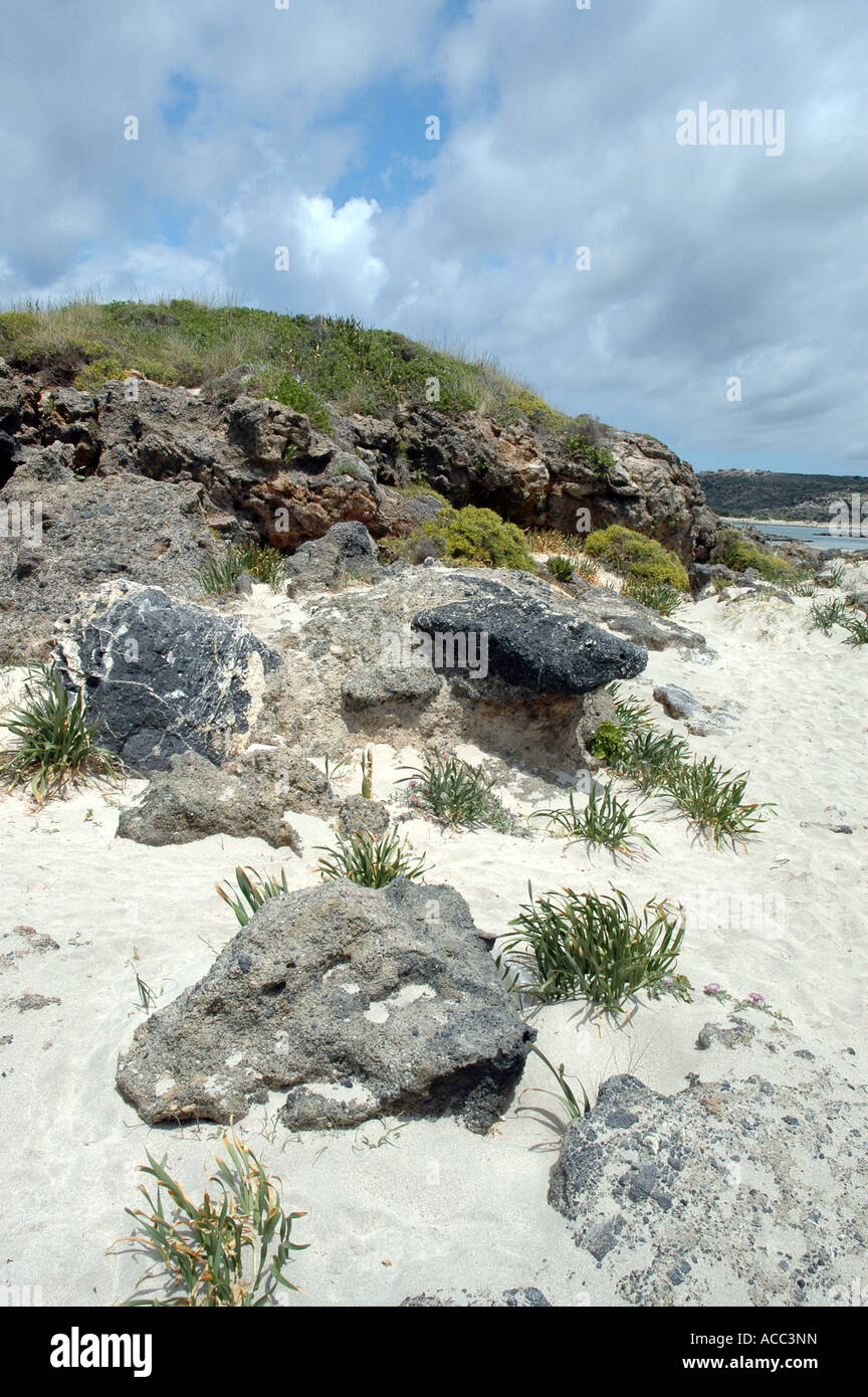 Rocks on small island Elafonissi near southeast tip of greek island of ...