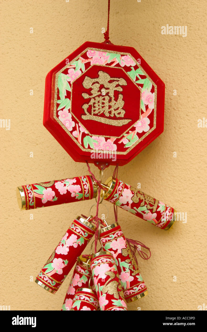 firecracker decoration for chinese new year Stock Photo - Alamy