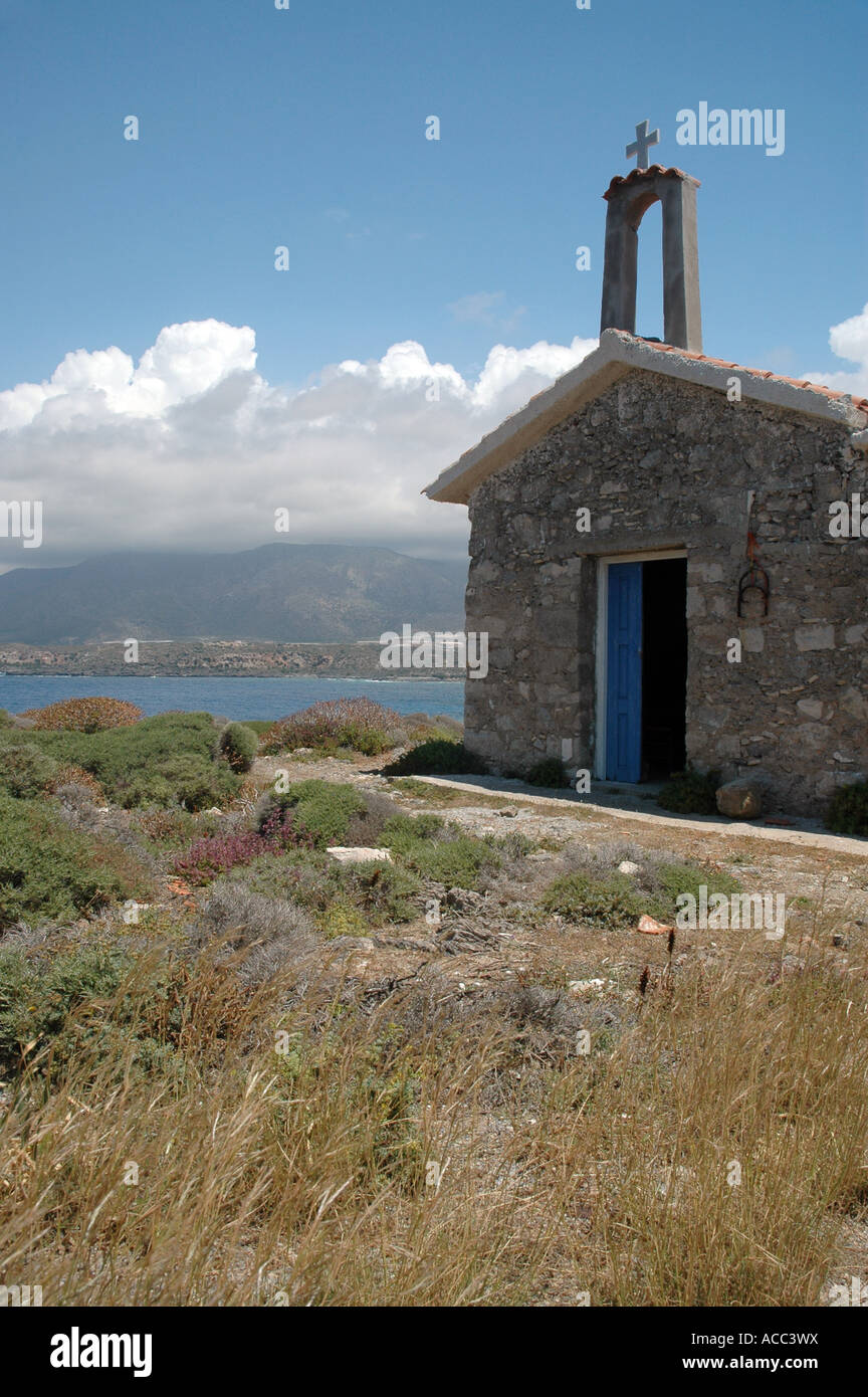 Church built on the highest point of small island Elafonissi near ...