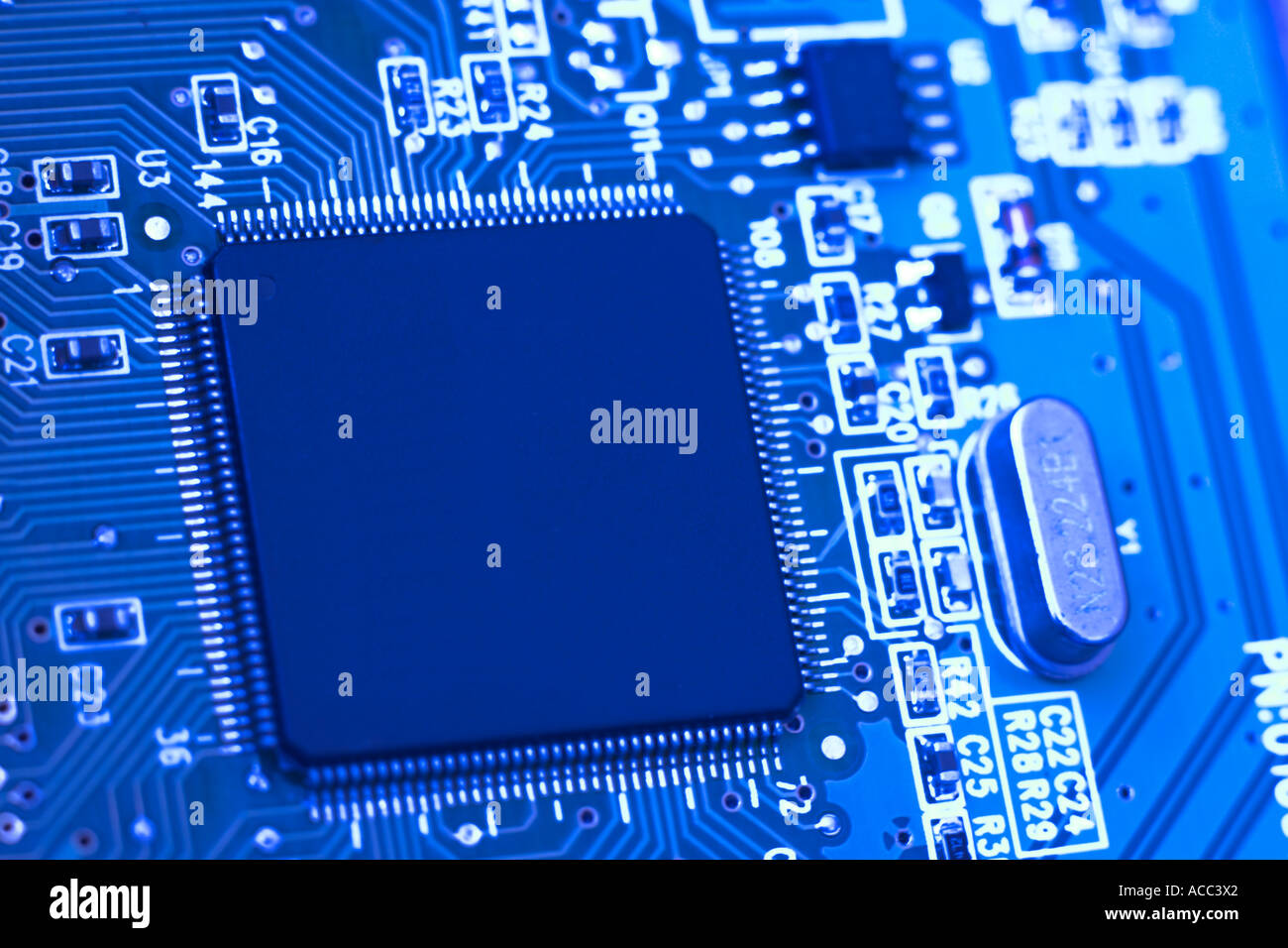 electronic printed circuit board with integrated chips Stock Photo - Alamy