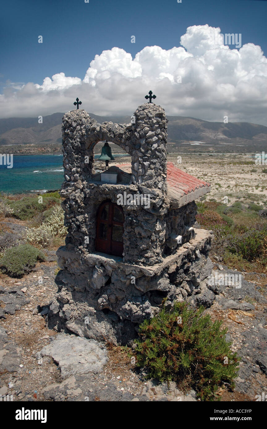 Miniature orthodox church on Elafonissi islet near southeast tip of ...