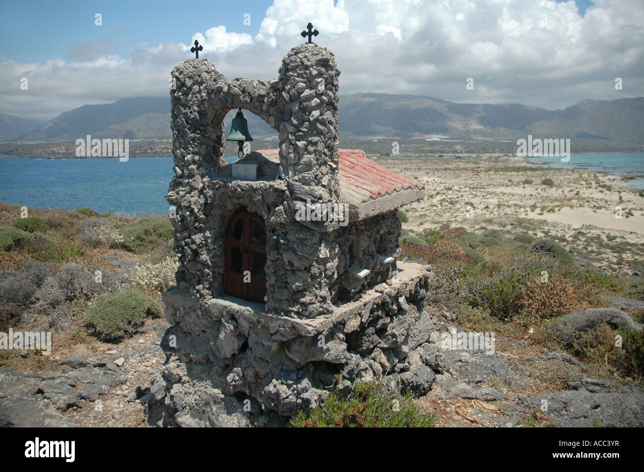 Miniature orthodox church on Elafonissi islet near southeast tip of ...