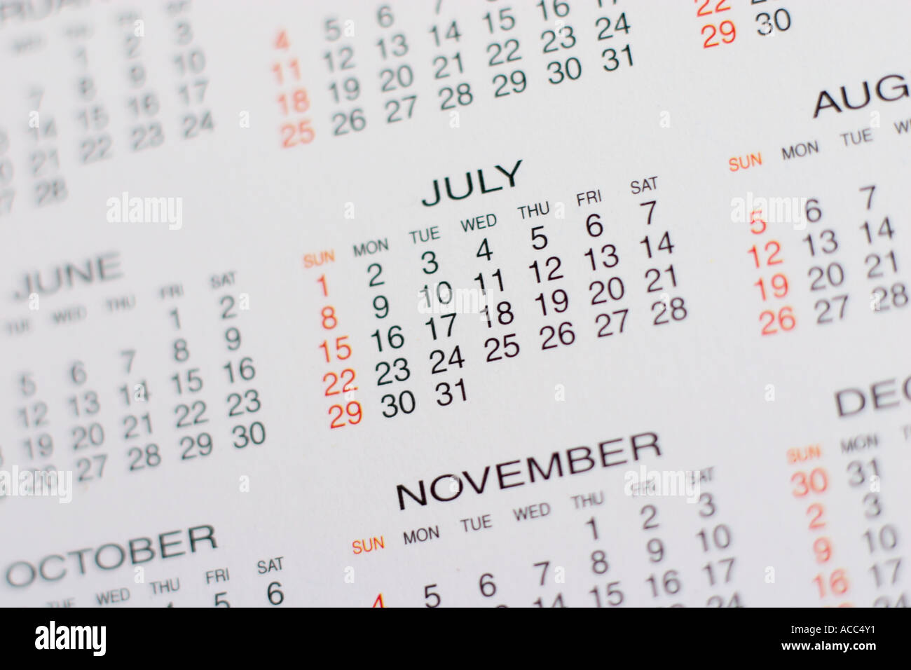 Calendar month hi-res stock photography and images - Alamy