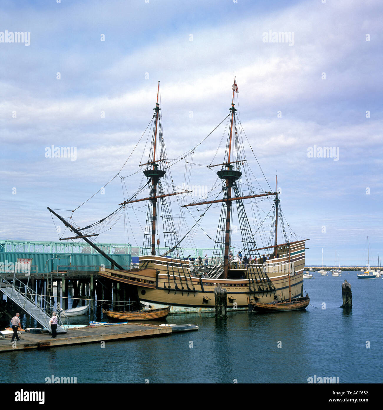 Replica of The Mayflower Ship in Plymouth Harbour Massachusetts USA ...