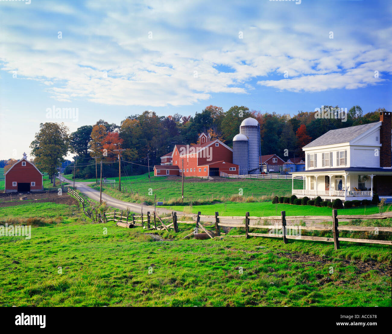farm and barn New York USA during Fall foliage season Stock Photo - Alamy