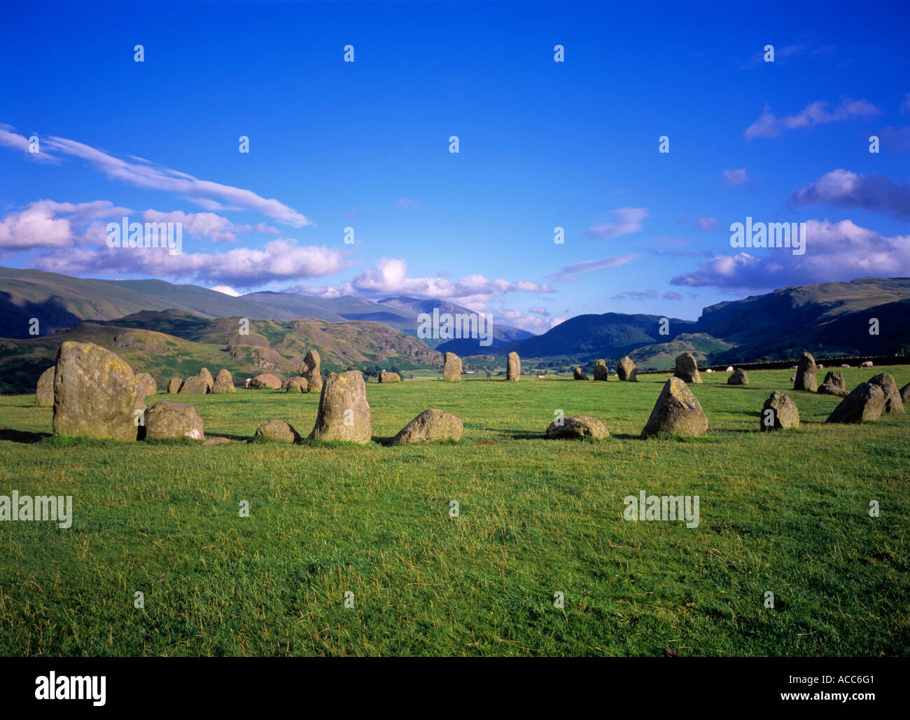megalithic stone circle of castlerigg near village of keswick lake ...