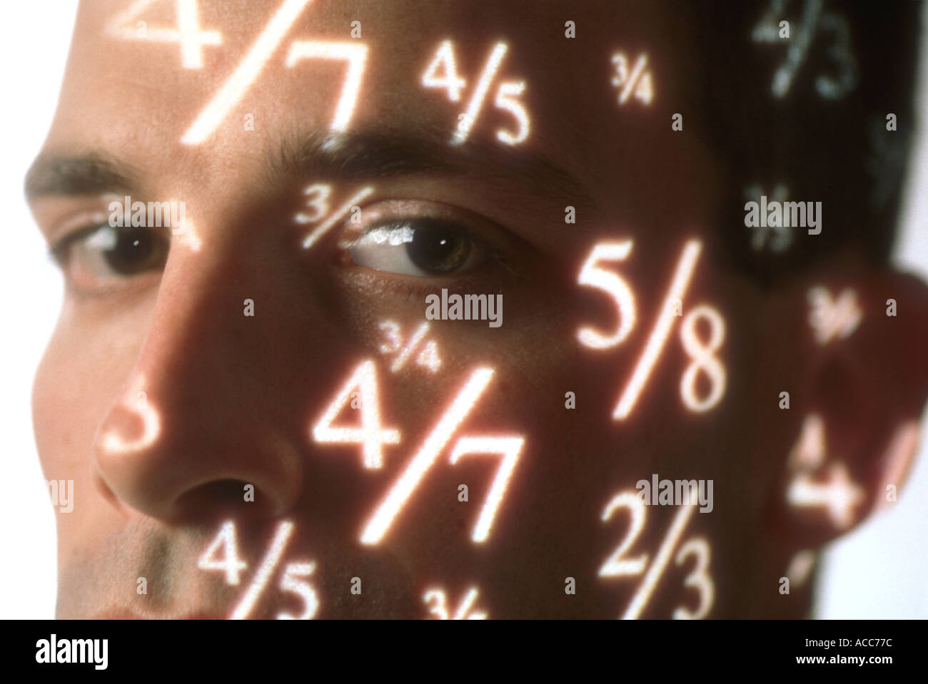 image of random fractions projected on business man s face Stock Photo ...