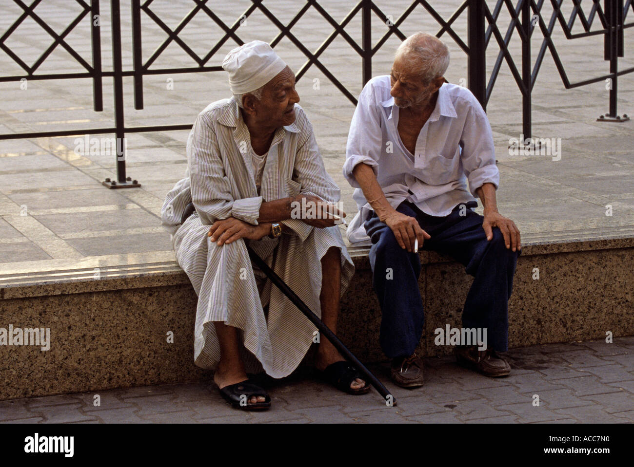 Elderly men having relaxed discussion, Cairo, Egypt Stock Photo - Alamy