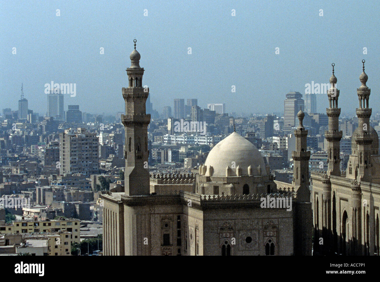 Cairo cityscape and skyline with mosque in foreground, Egypt, Middle East Stock Photo - Alamy