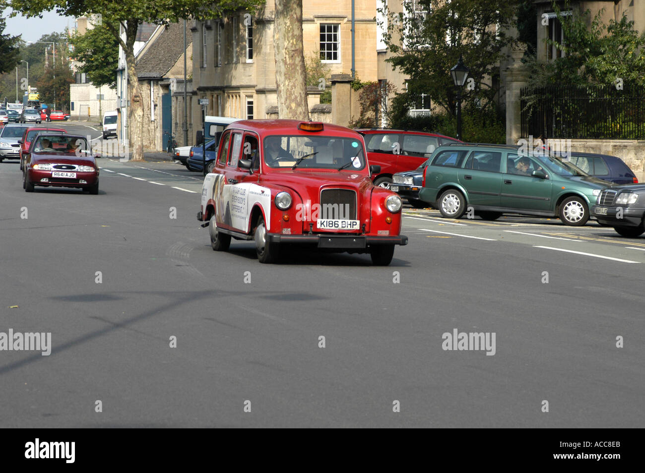 Traditional London taxi hackney cab in St Giles street Oxford England ...