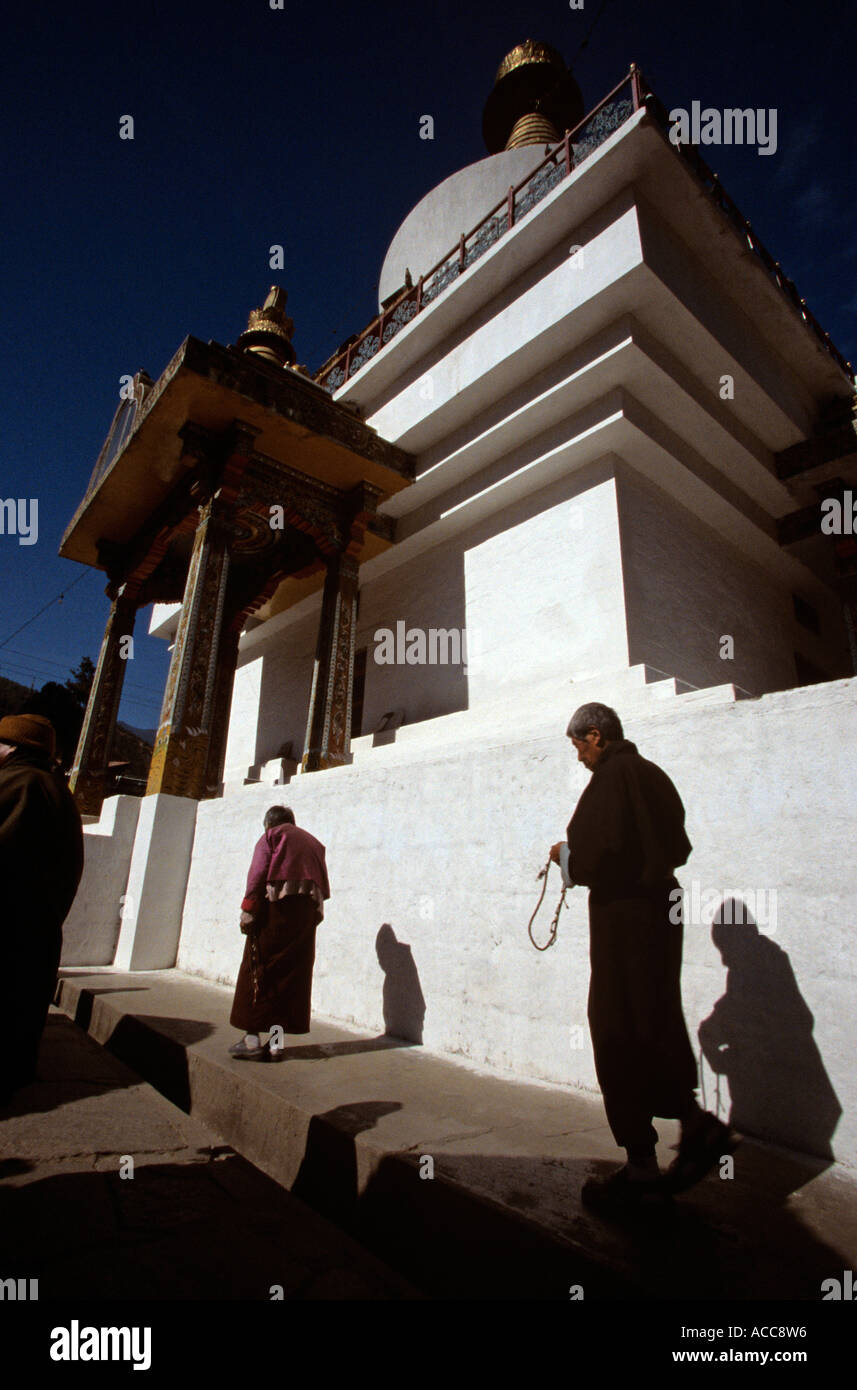 Worshippers circumambulate at Thimphu Monastery Bhutan Stock Photo - Alamy