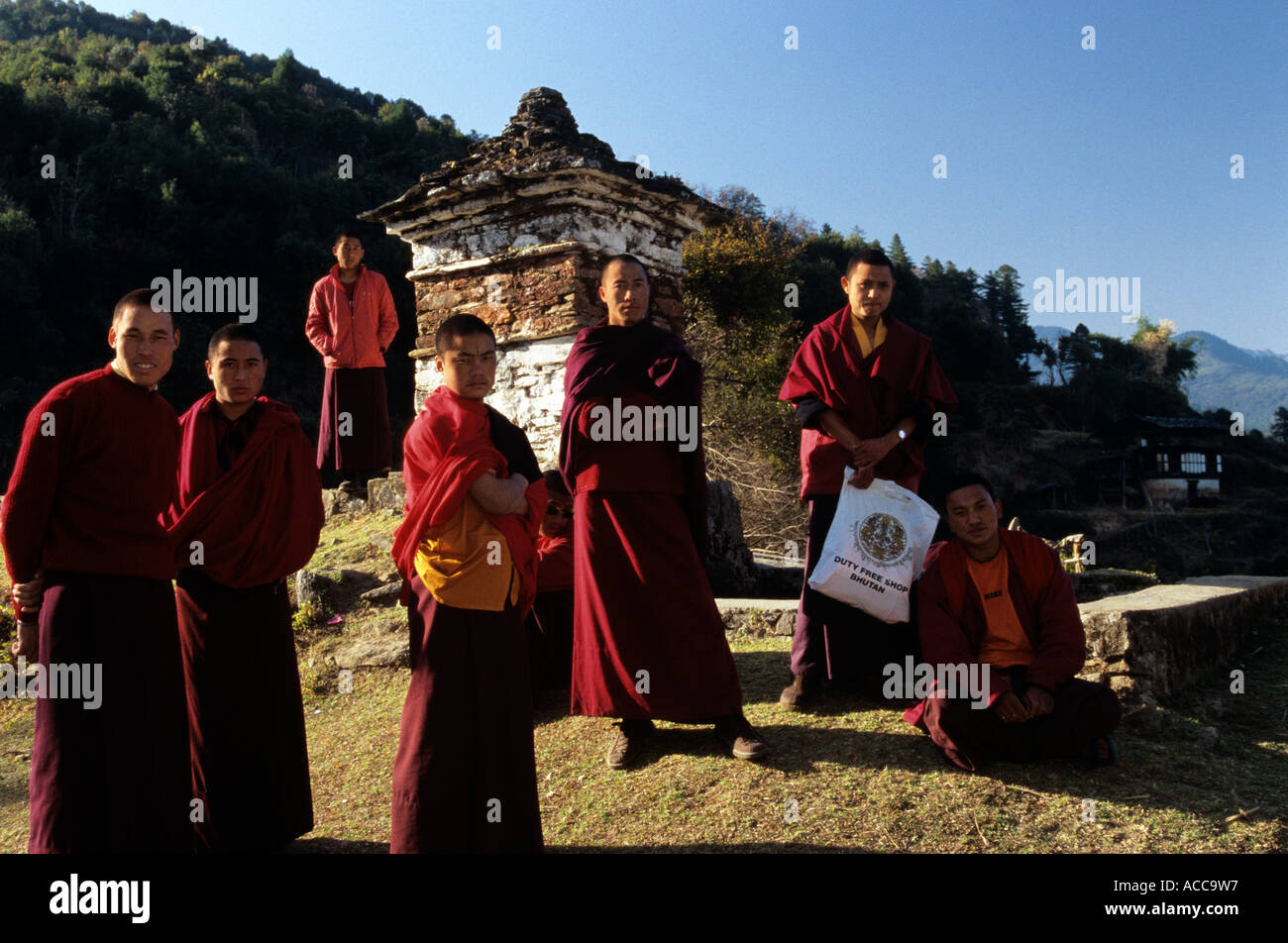 Monks in Bhutan Stock Photo - Alamy