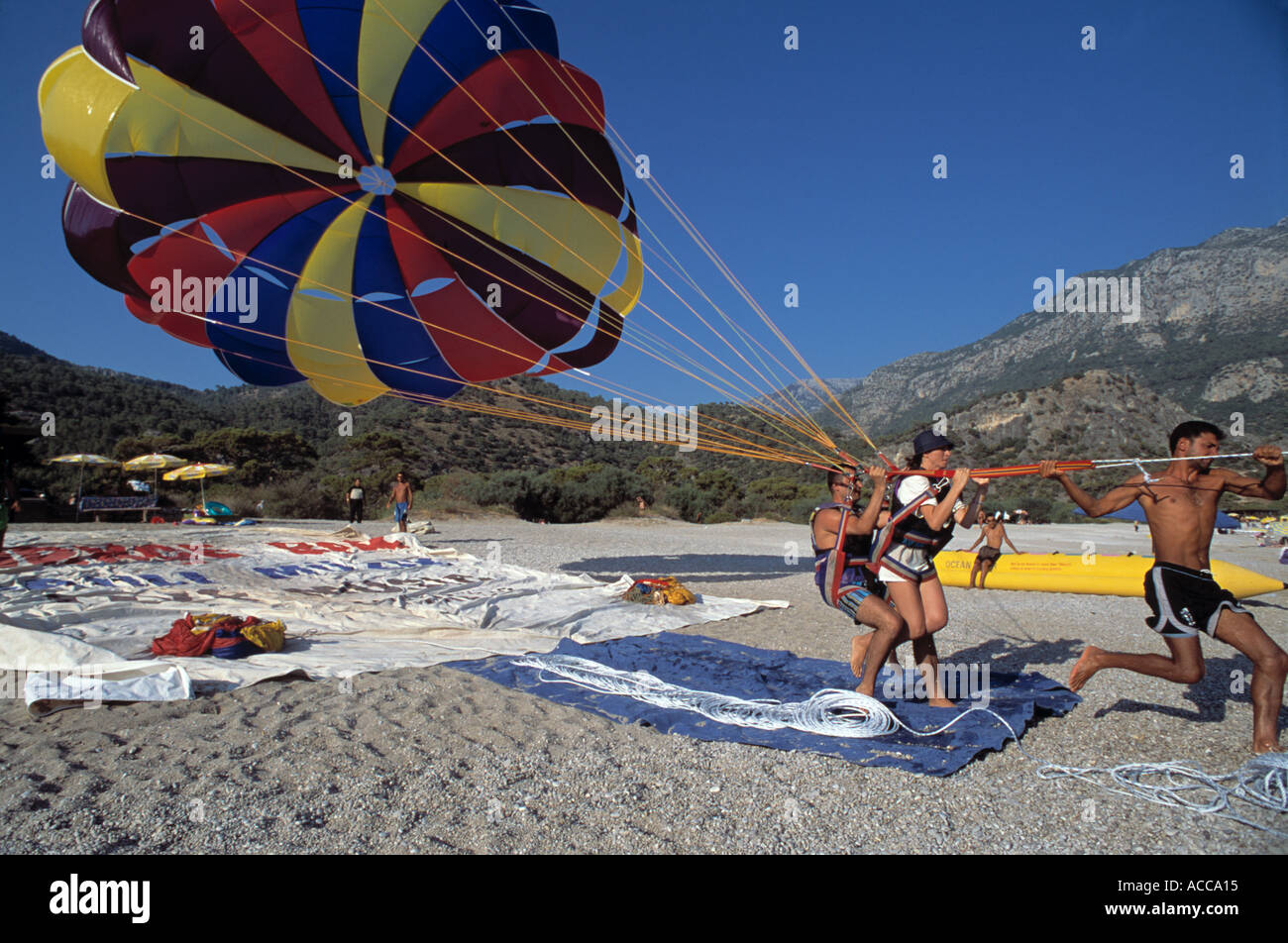 parasailer taking off from Oludeniz beach Stock Photo - Alamy