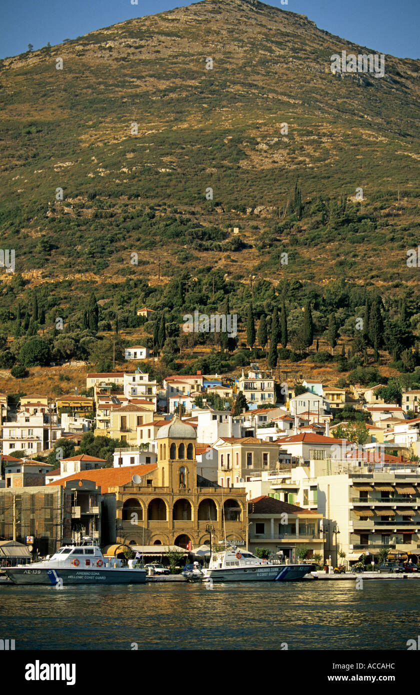 GREECE NORTHERN AEGEAN ISLANDS SAMOS THE MAIN PORT OF VATHI Stock Photo ...