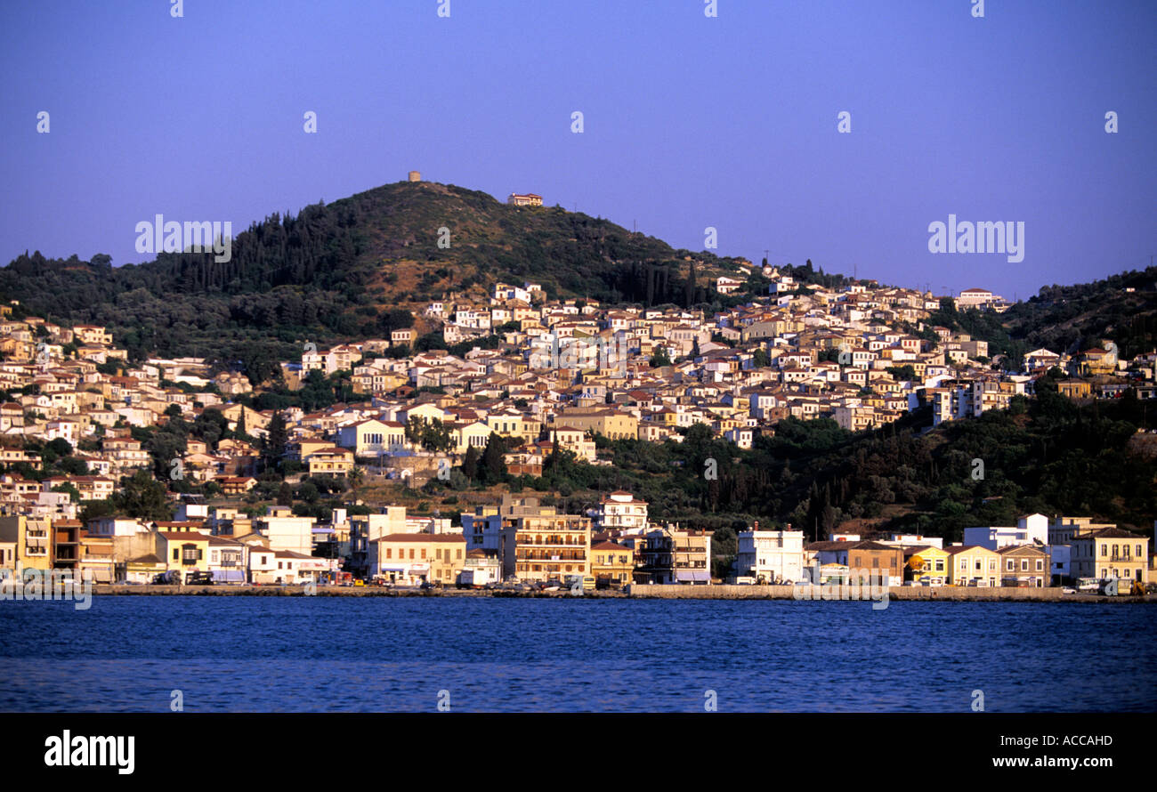 GREECE NORTHERN AEGEAN ISLANDS SAMOS THE MAIN PORT OF VATHI Stock Photo ...
