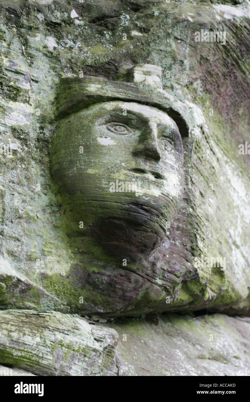Armathwaite Rock Carving above the River Eden in Cumbria, England Stock ...