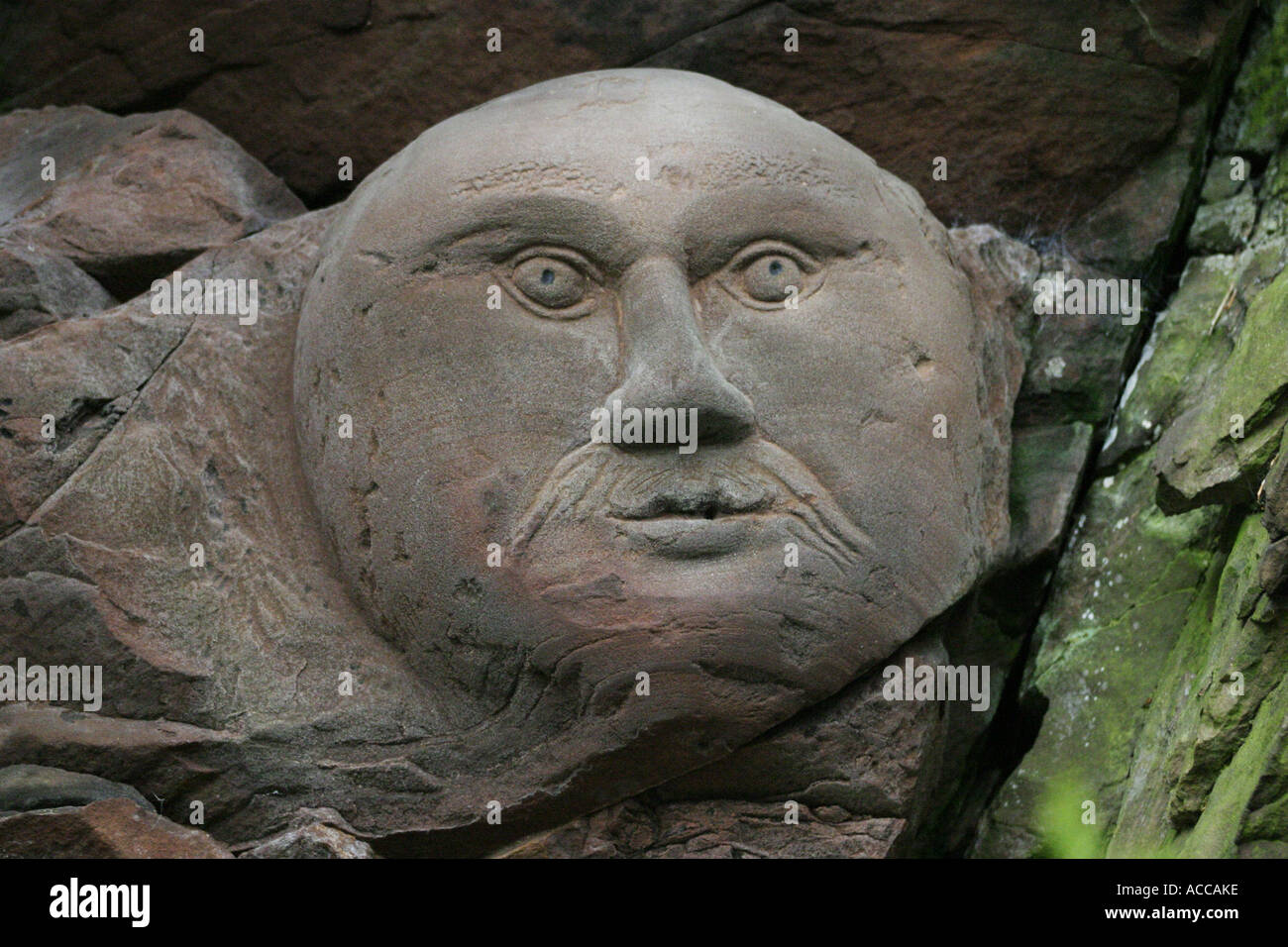 Armathwaite Rock Carving above the River Eden in Cumbria, England Stock ...