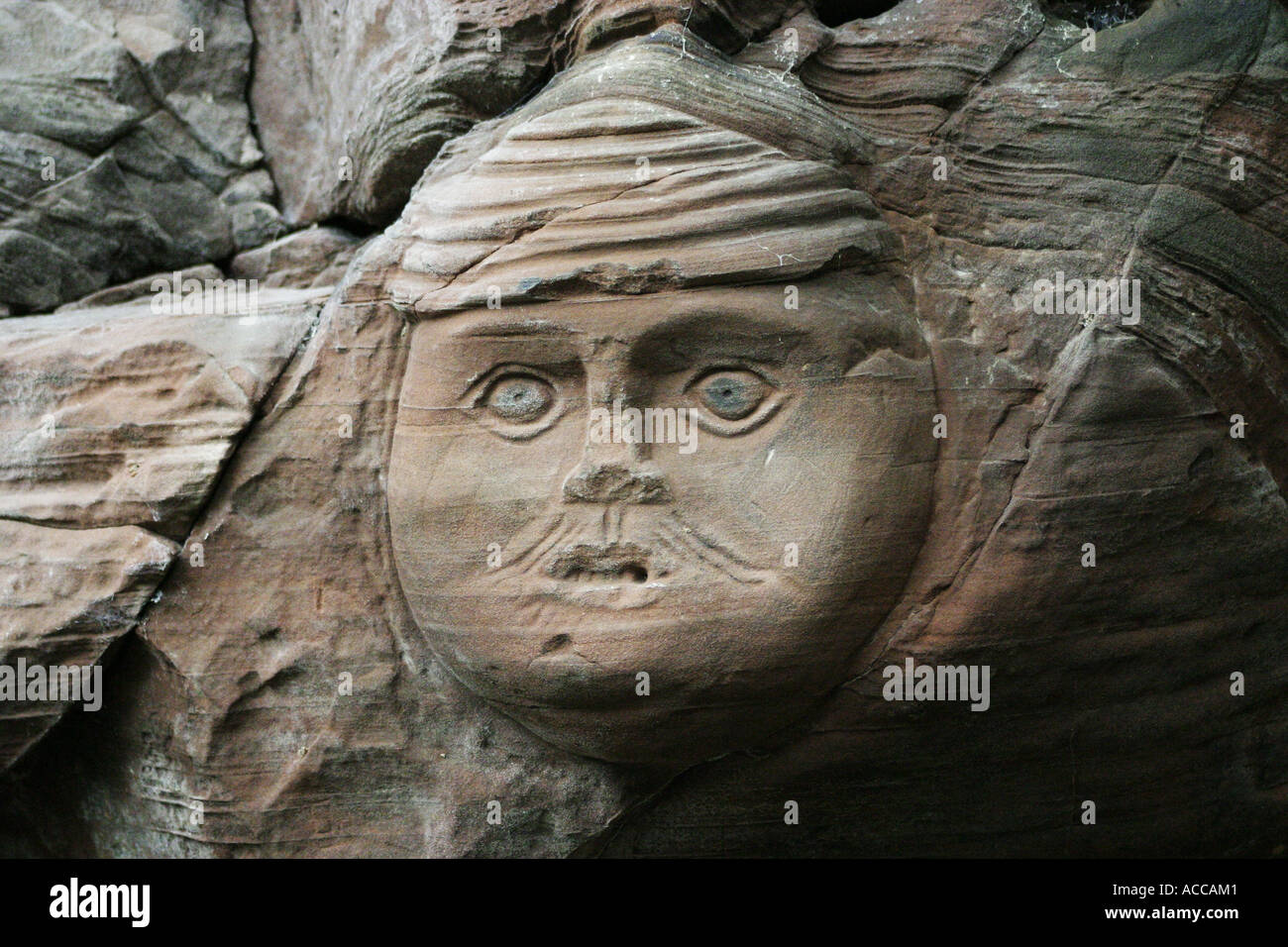Armathwaite Rock Carving above the River Eden in Cumbria, England Stock ...