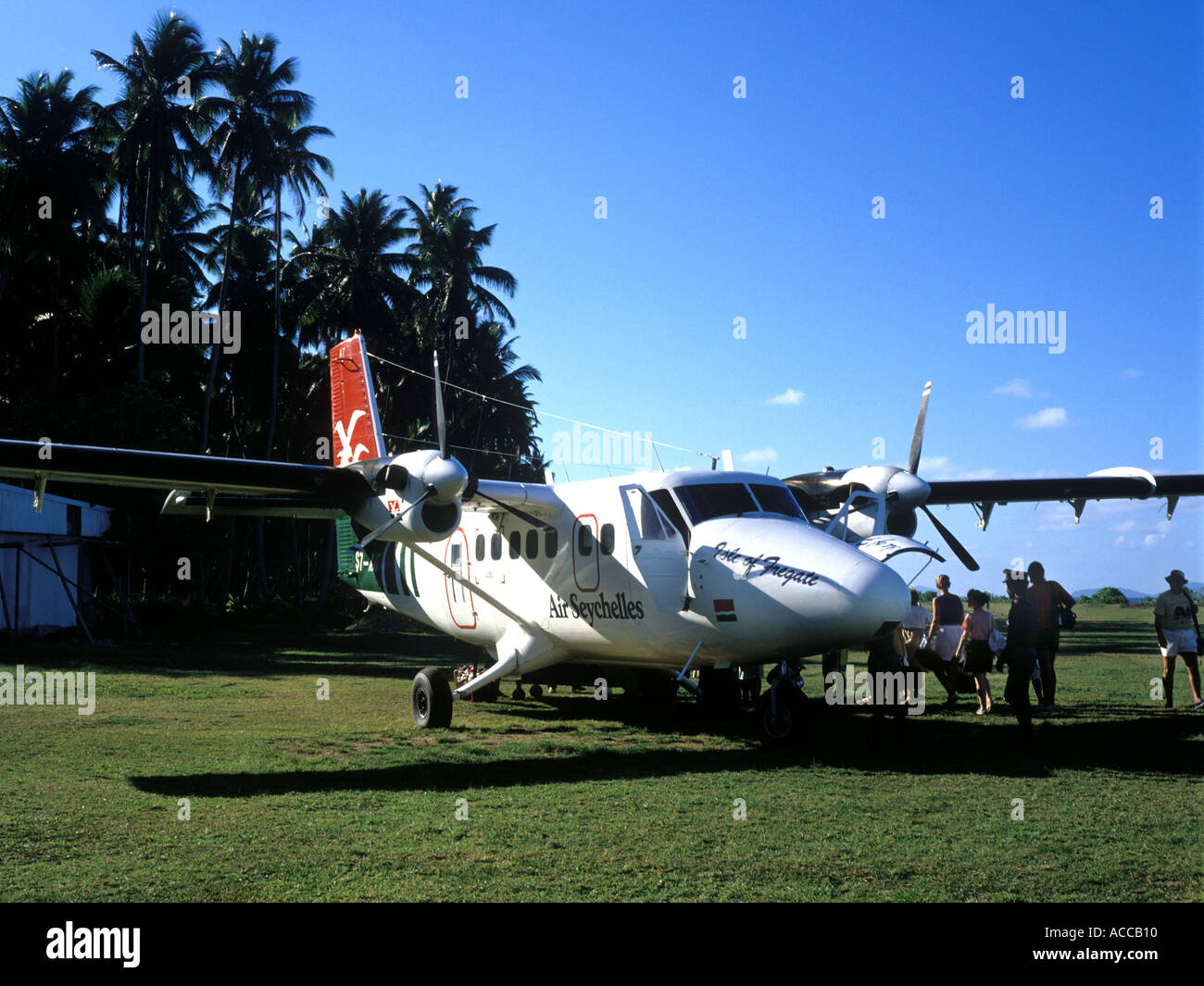 Air Seychelles plane on inter island service Stock Photo - Alamy