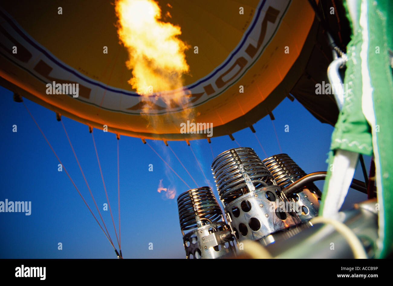Fire in a hot air balloon Stock Photo - Alamy