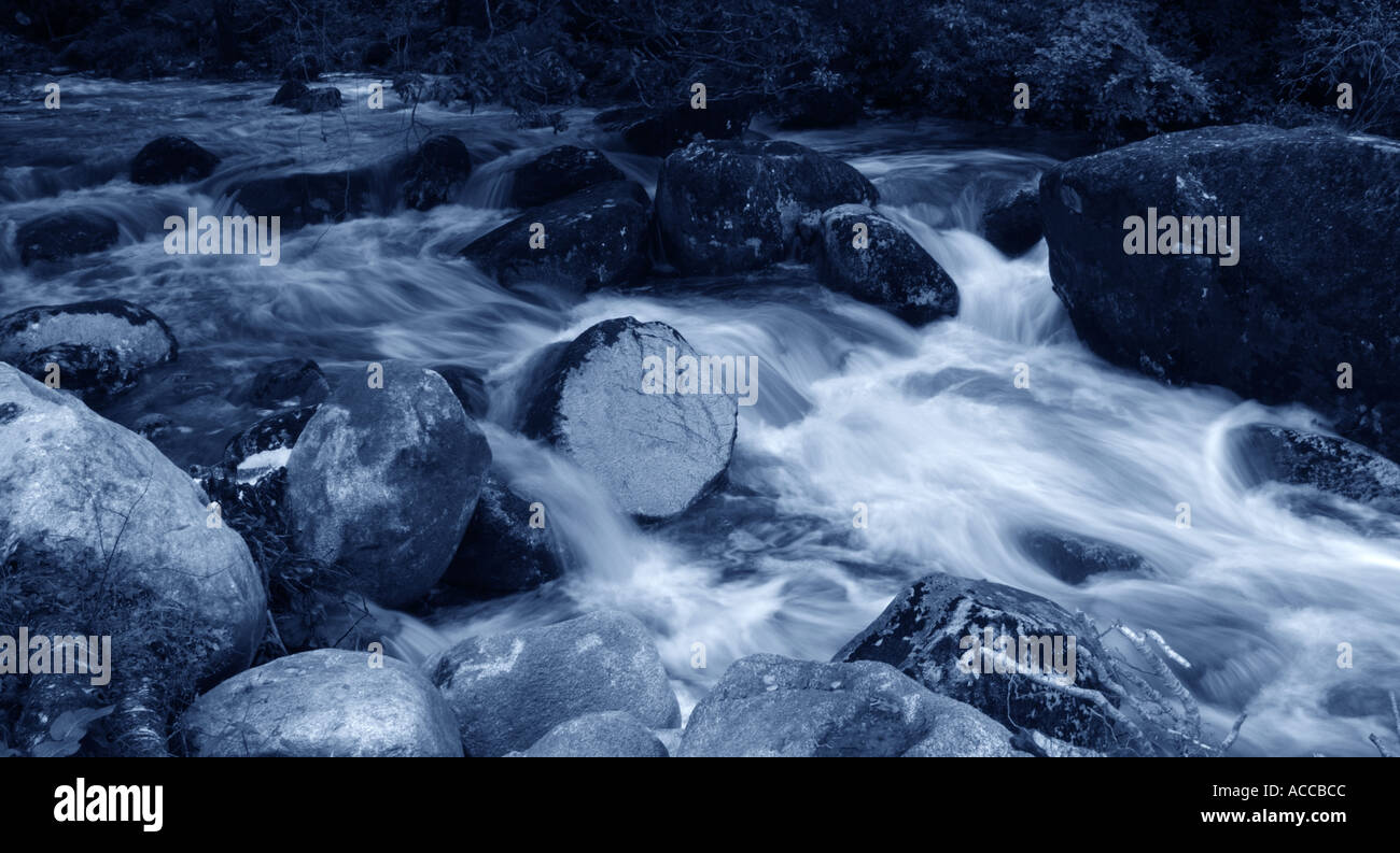 Black and white picture of water flowing over rocks Stock Photo - Alamy