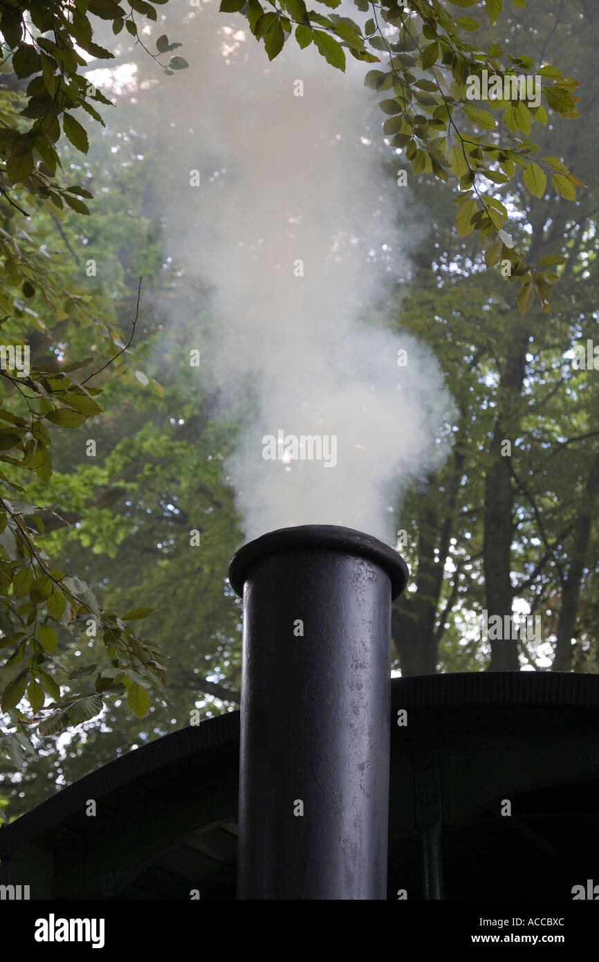 Smoking chimney on traction engine at steam fair Bayley Park ...