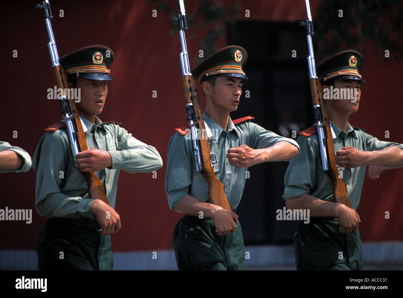 People s Liberation Army PLA marching in Tiananmen Square Beijing China ...