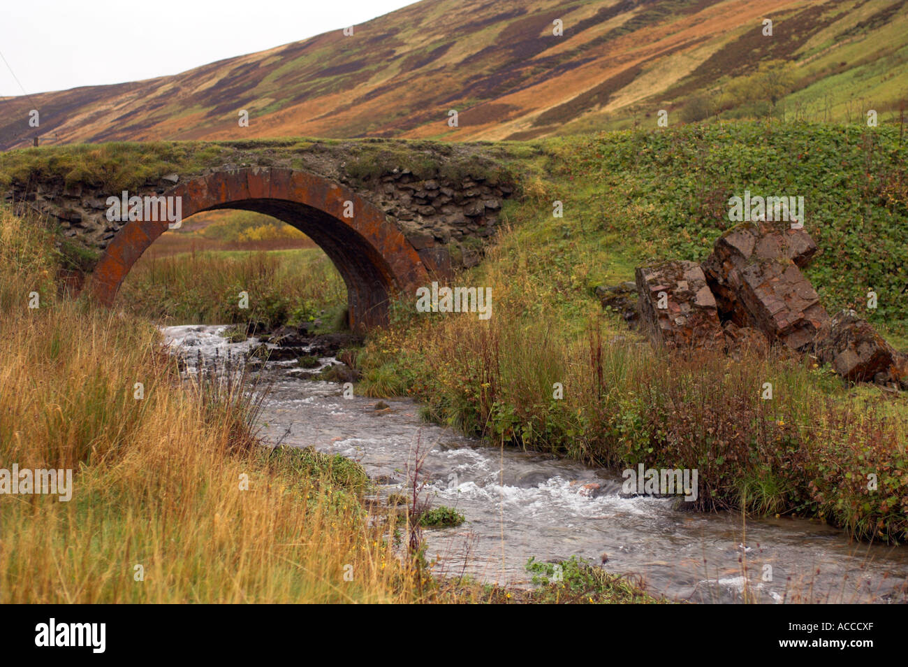 Abandoned stone bridge to lead working mines near Leadhills Lanarkshire ...