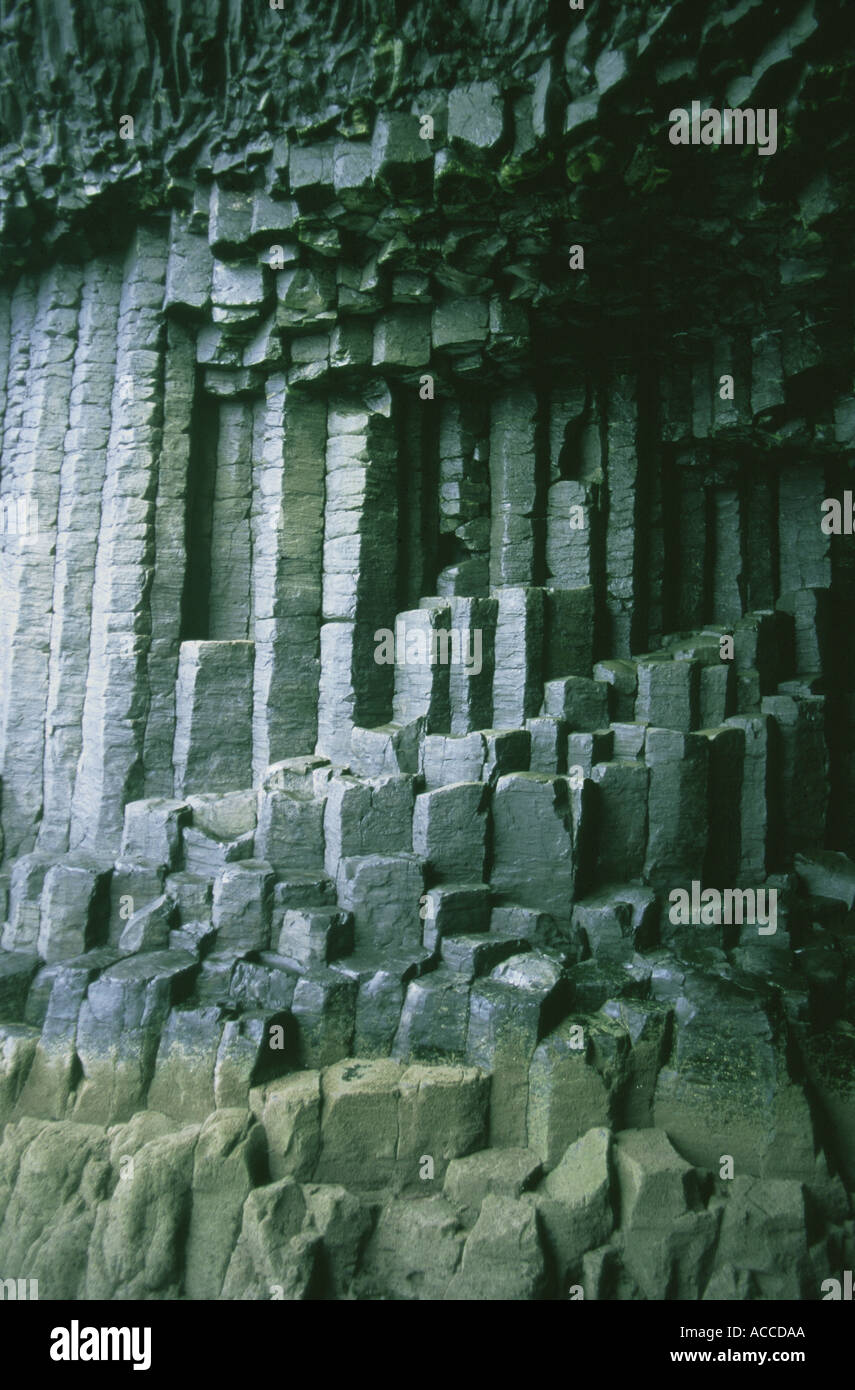 Columnar basalt entrance to Fingals cave Staffa nr Mull Scotland Stock ...