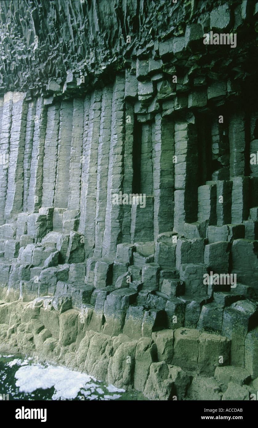 Columnar basalt entrance to Fingals cave Staffa nr Mull Scotland Stock ...