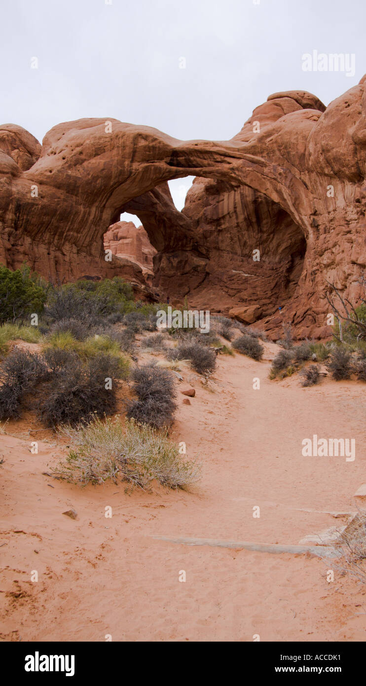 Double Arch in Arches National Park Utah USA Stock Photo - Alamy