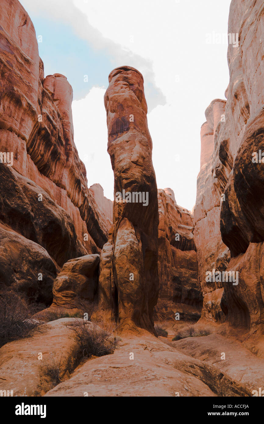 Rock formation in fiery furnace in Arches national Park Utah USA Stock ...