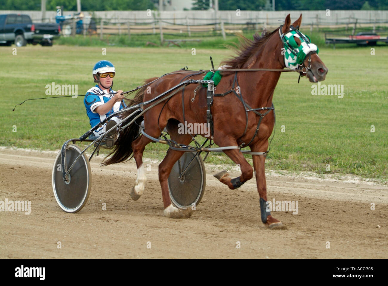Harness trotter horse racing event held at Croswell Michigan Stock ...