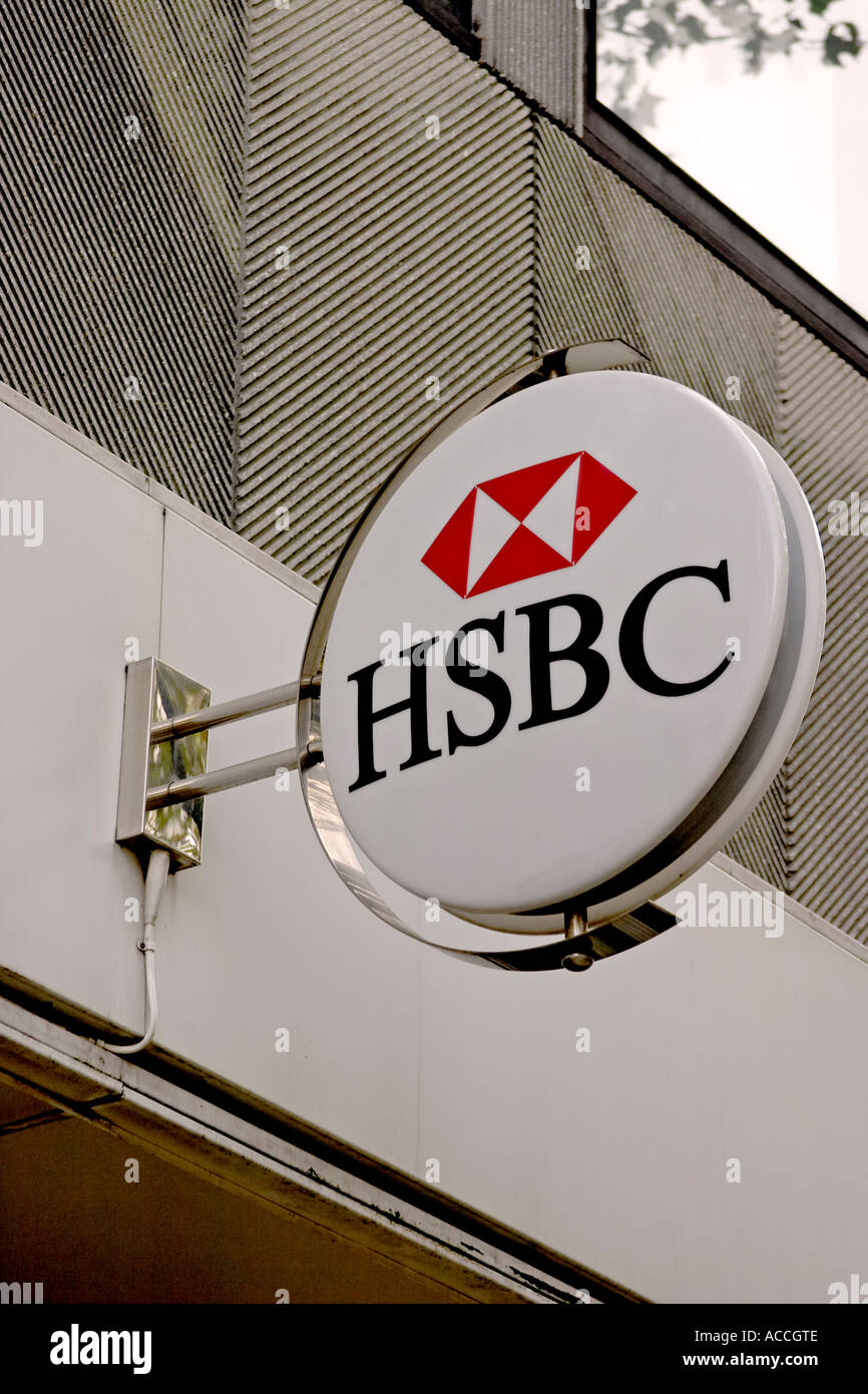 HSBC Bank Branch logo City of London WC2 England Stock Photo - Alamy