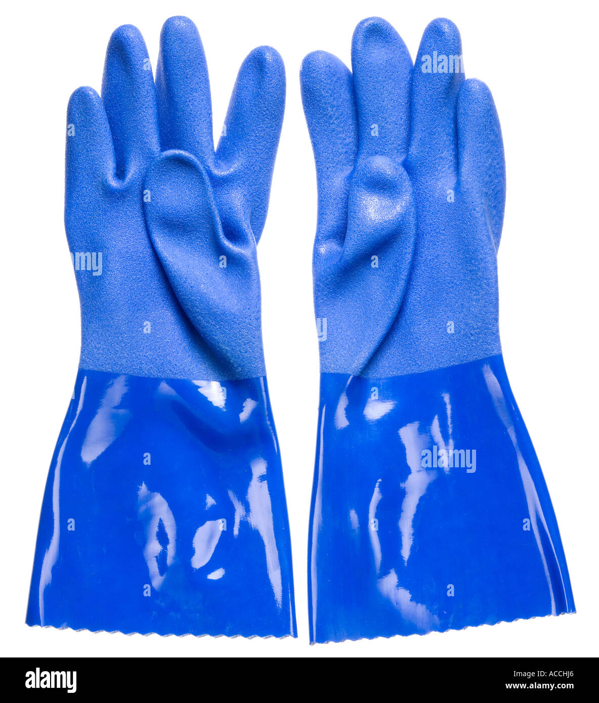 Blue rubber gloves Stock Photo - Alamy