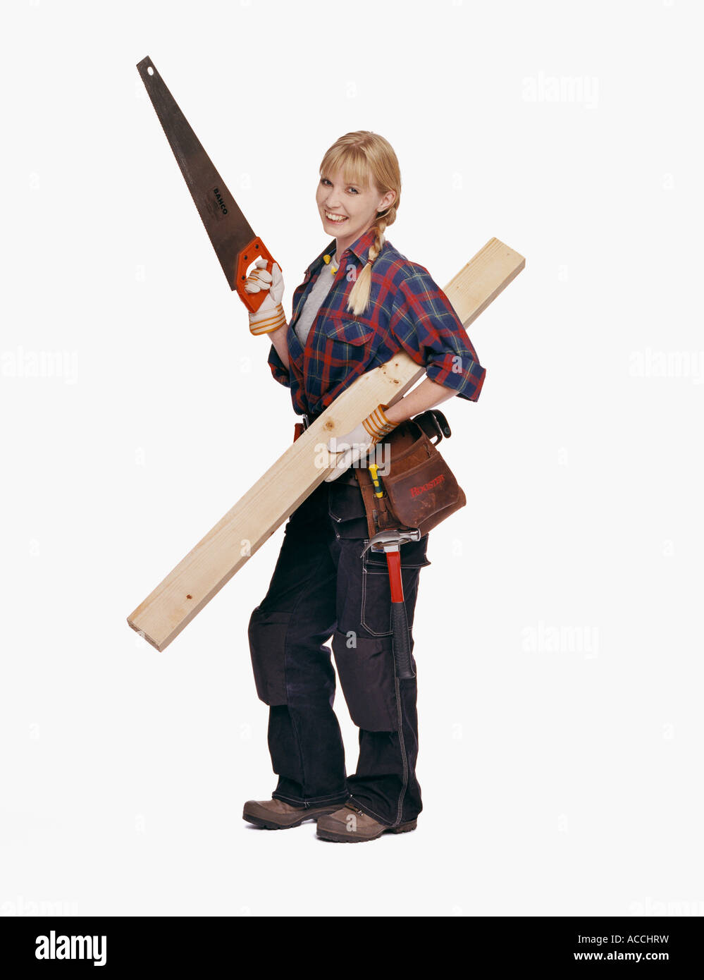Portrait of a female carpenter Stock Photo - Alamy