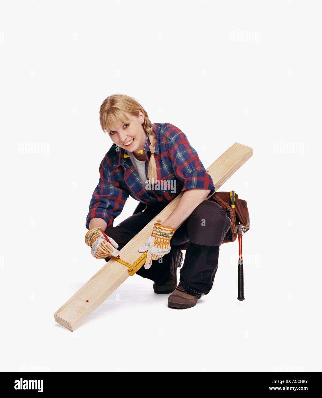 Portrait of a female carpenter Stock Photo - Alamy