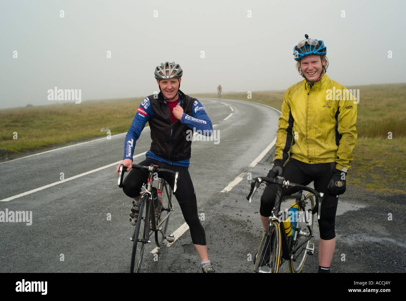 Two cyclists at highest point of the A4069 between Llangadog and ...