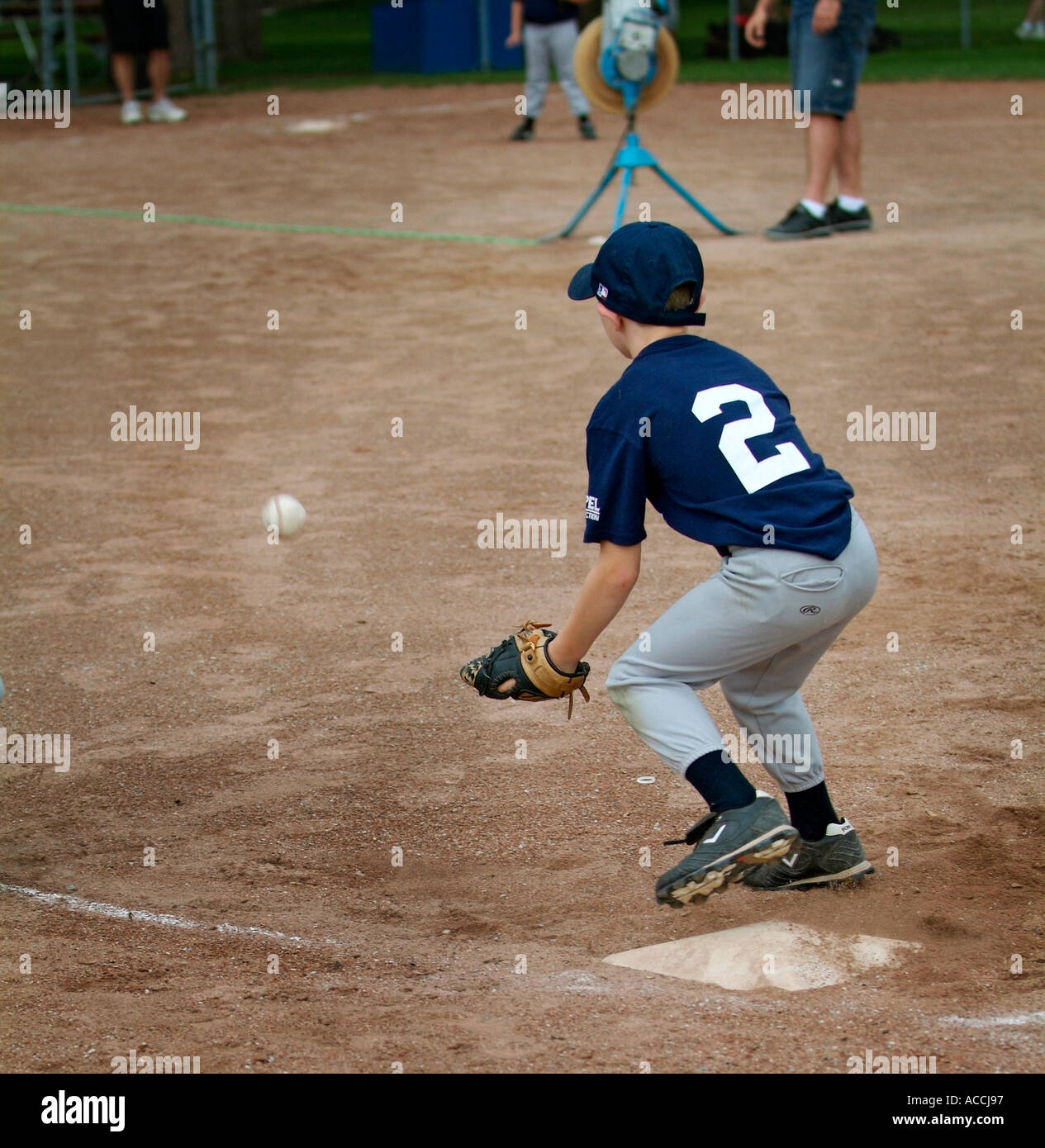 Baseball Softball little league action Stock Photo - Alamy