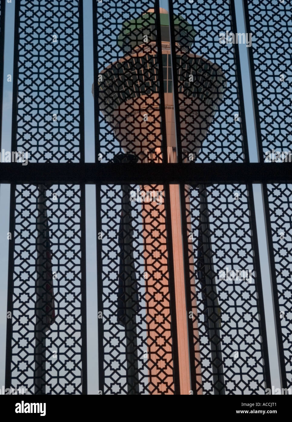 AIR TRAFFIC CONTROL TOWER VIEWED BEHIND SCREEN, SEPANG, KUALA LUMPUR ...