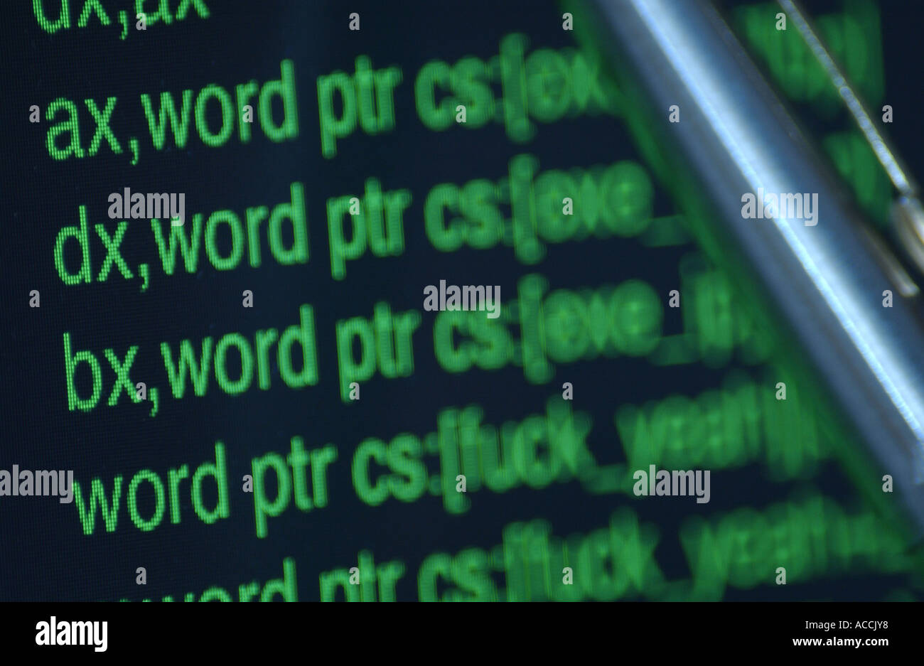 a computer virus code and a computer screen Stock Photo - Alamy