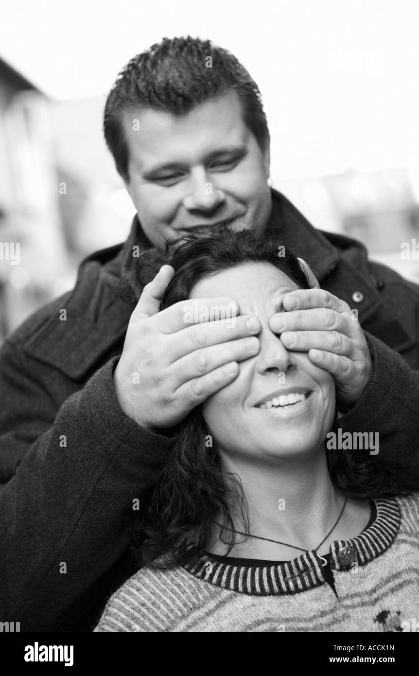 Hands over eyes black and white hi-res stock photography and images - Alamy