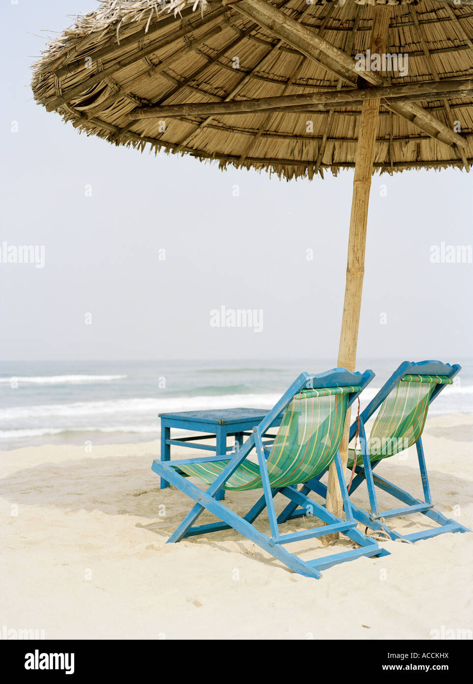 Sun chairs on a beach Stock Photo - Alamy