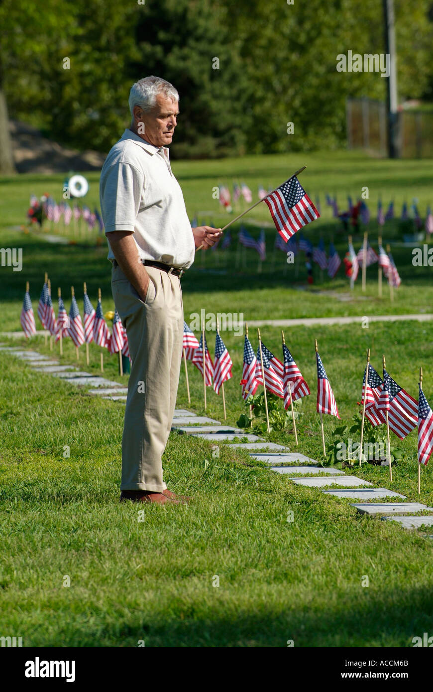 American flags in cemetery hi-res stock photography and images - Alamy